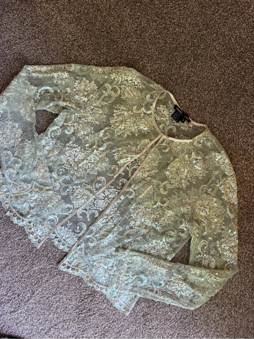 Rimini | Tops | Rimini Pale Green Embroidered Sequin Lace Jacket | Poshmark